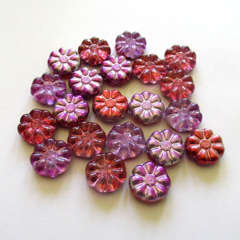 Purple Flower Beads - Etsy