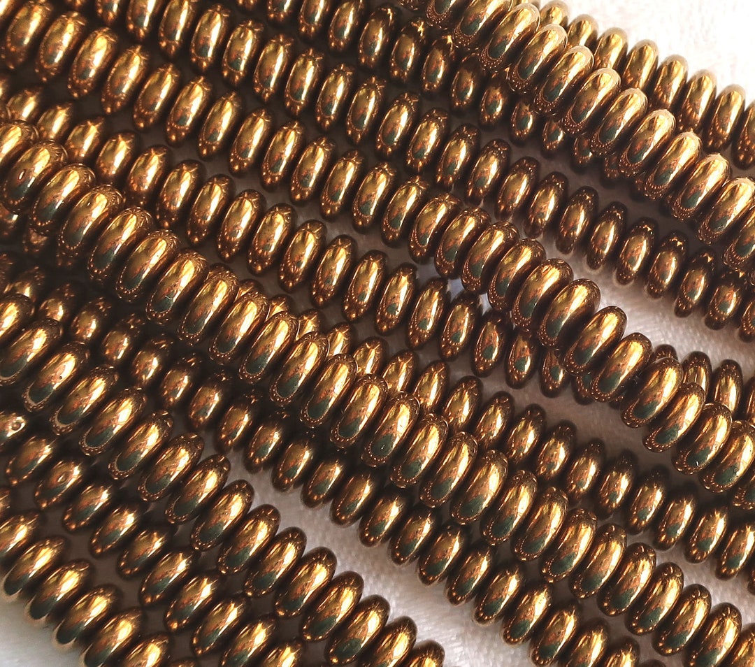 Lot of 50 6mm Czech Glass Rondelle Beads Metallic Bronze Flat - Etsy