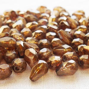 Lot of 25 7 X 5mm Lumi Brown Teardrop Czech Glass Beads, Faceted ...