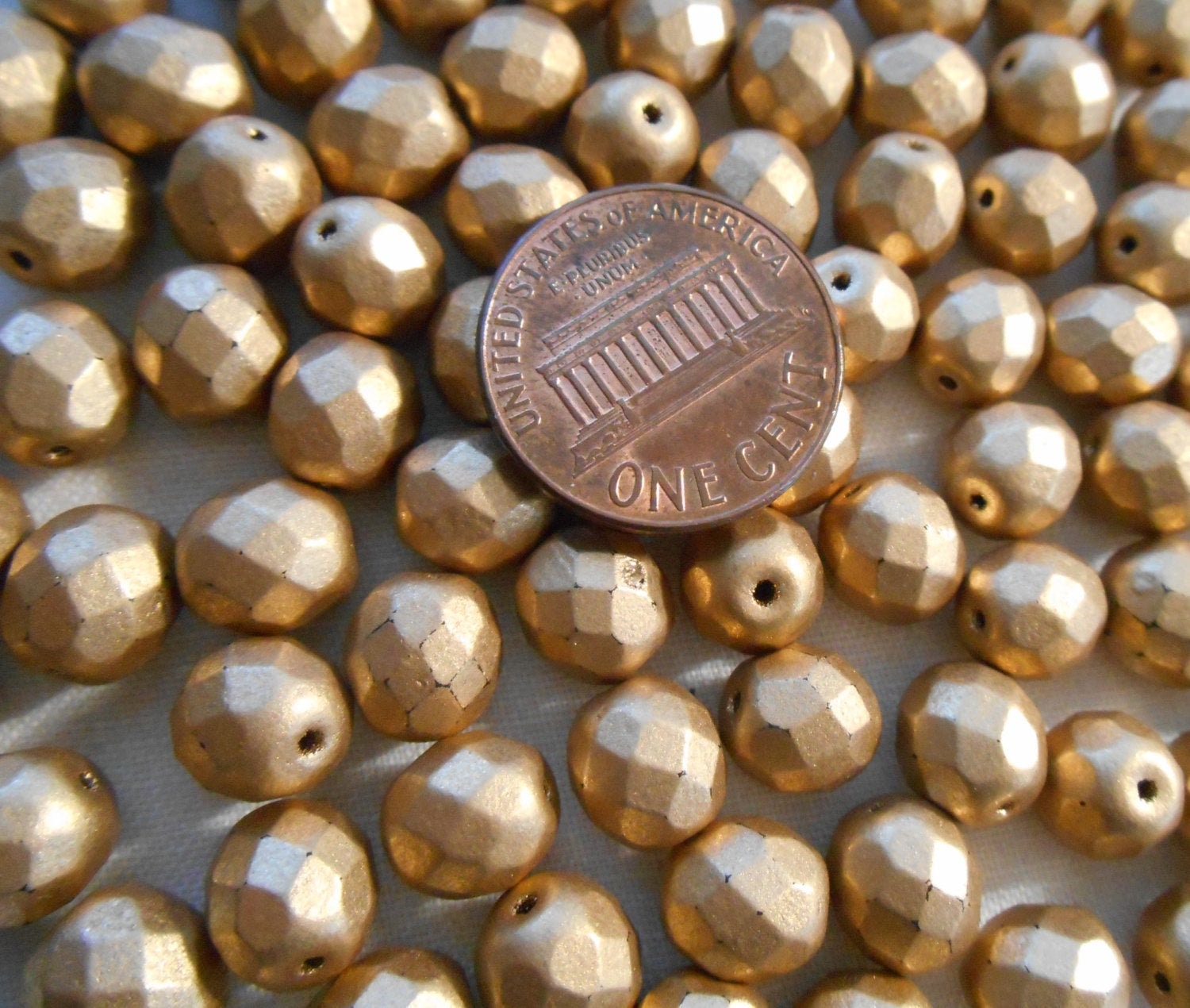 25 8mm Gold Matte Metallic Faceted Round Firepolished Glass - Etsy