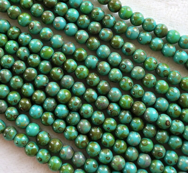 Lot of 100 4mm Opaque Turquoise Blue Picasso Czech Glass - Etsy