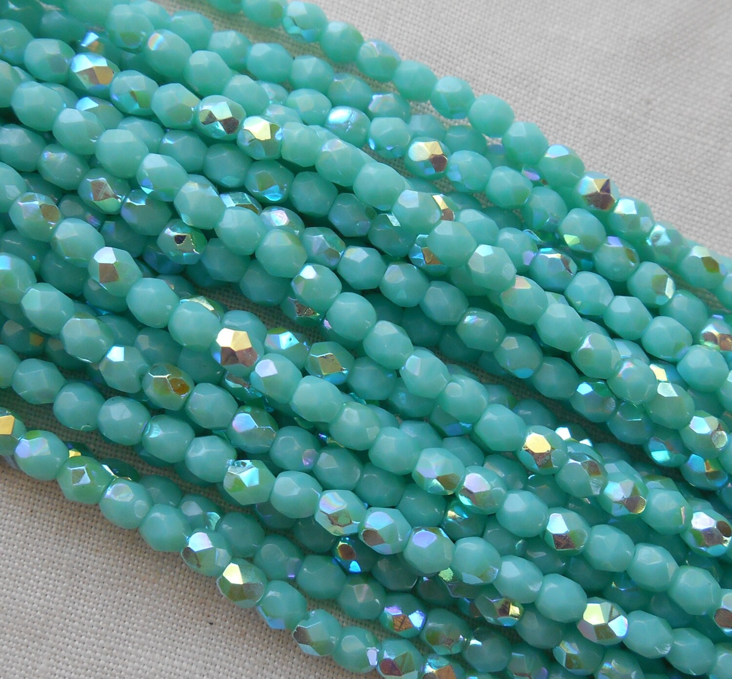50 3mm Opaque Turquoise Blue AB Czech Glass Beads - Etsy