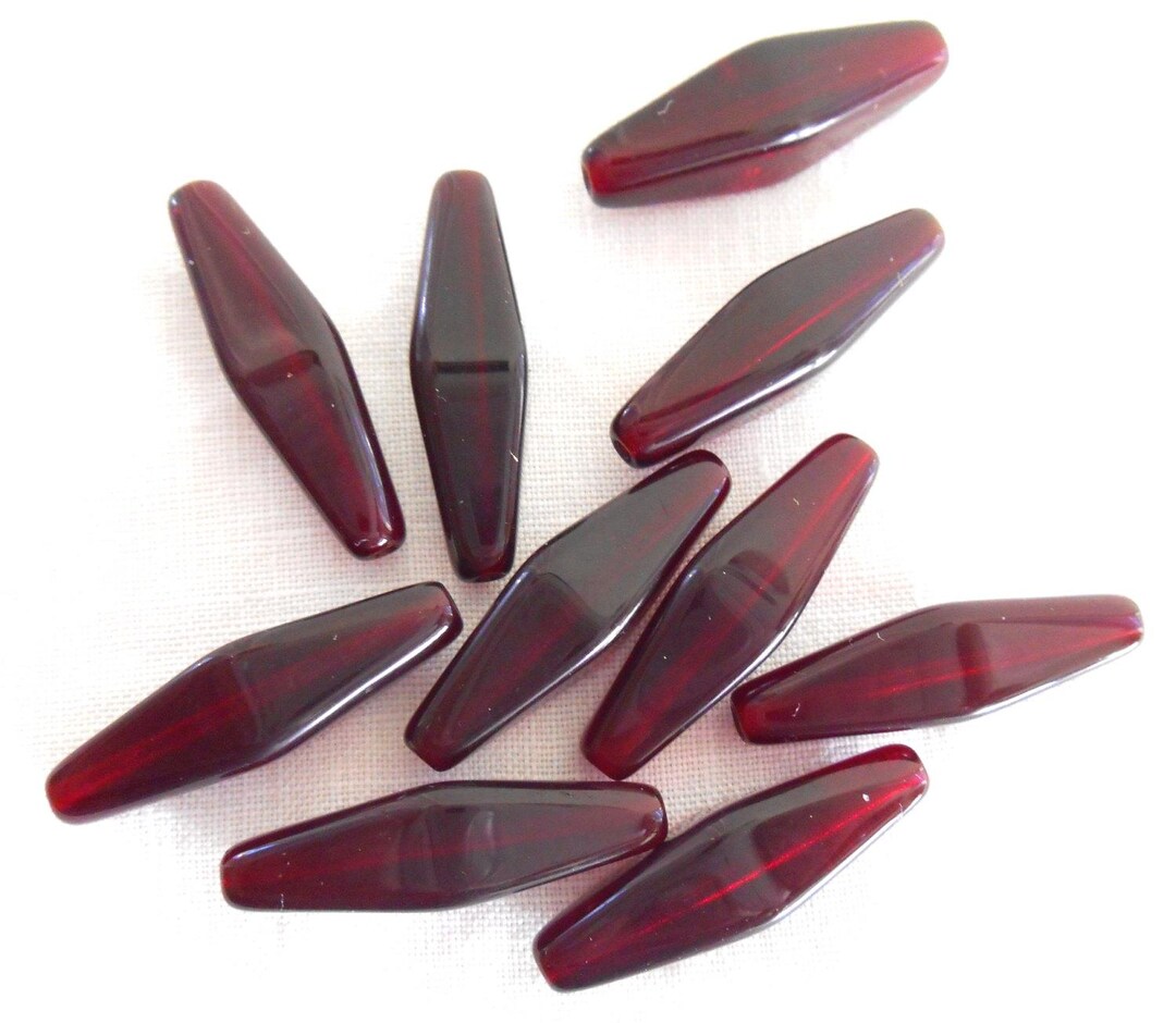 10 24 X 9mm Garnet, Ruby Red Glass Long Lantern or Tube Beads C4210 - Etsy
