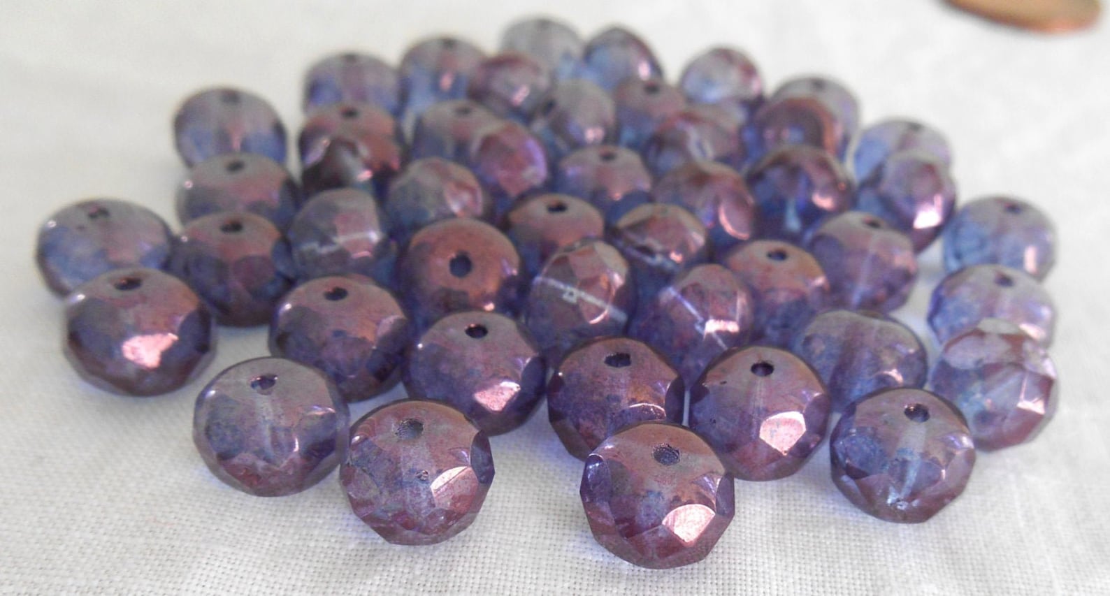 25 6 X 9mm Czech Lumi Amethyst Faceted Puffy Rondelle Beads - Etsy