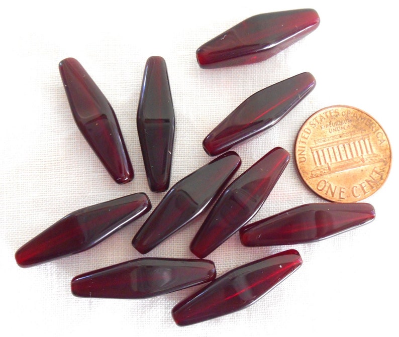 10 24 X 9mm Garnet Ruby Red Glass Long Lantern or Tube Beads - Etsy