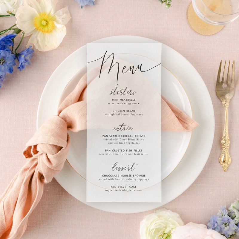 Clear Menu Cards - Etsy
