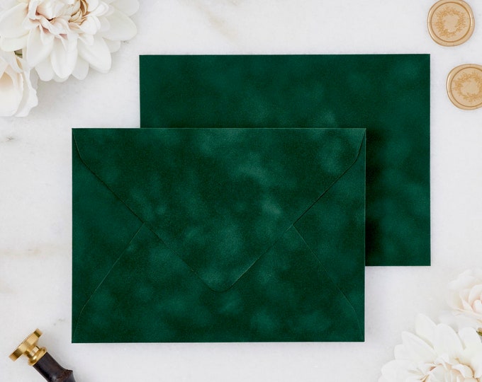 Emerald Green Velvet Envelopes - 4bar, A7, or A9 Euro Flap Envelopes ...