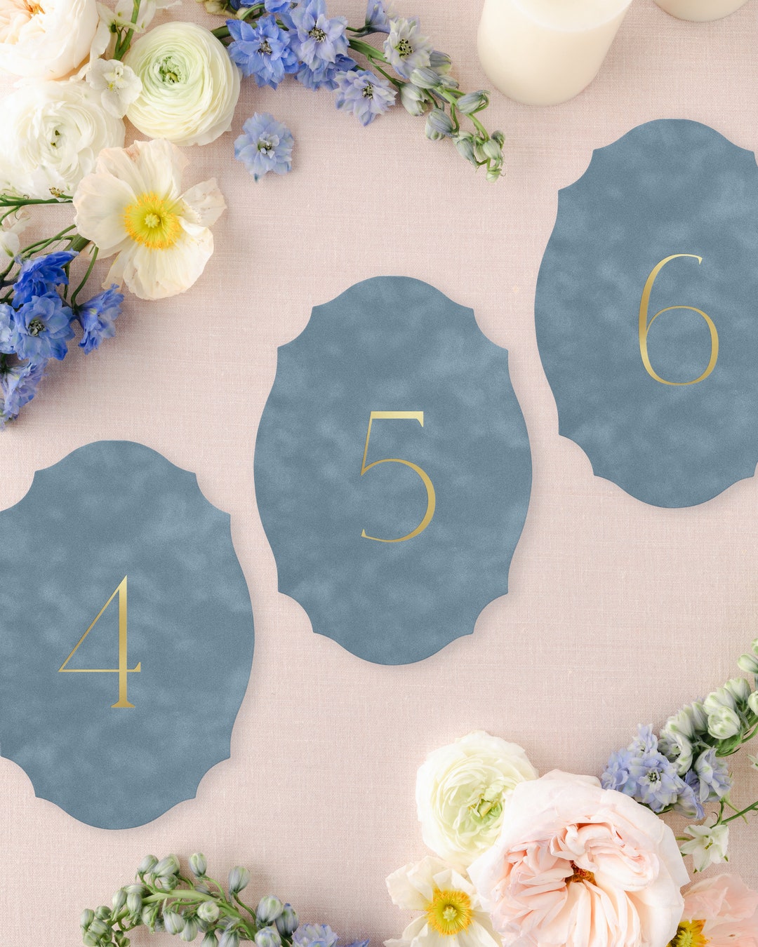 Velvet Table Numbers With Gold Foil Fancy Oval Shape Die Cut Table ...