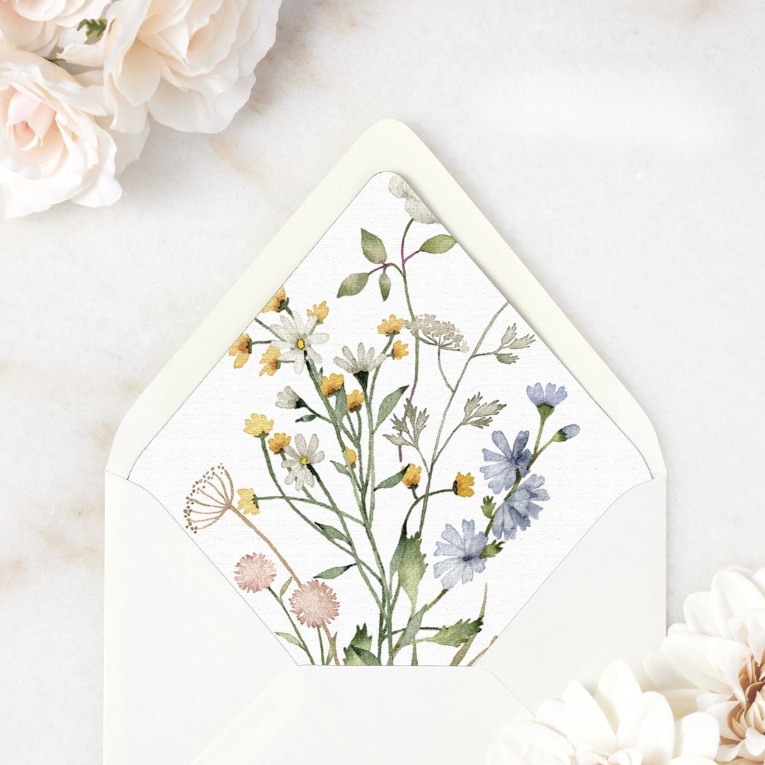 Wildflowers Envelope Liner - A7 Euro Flap Envelope Liners - Digitally ...