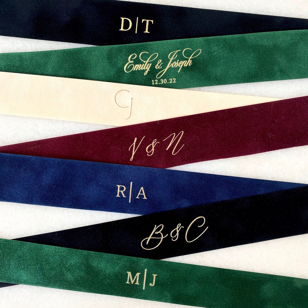 Foil Printed Velvet Belly Bands Monogram, Initials, or Names Gold Foil ...