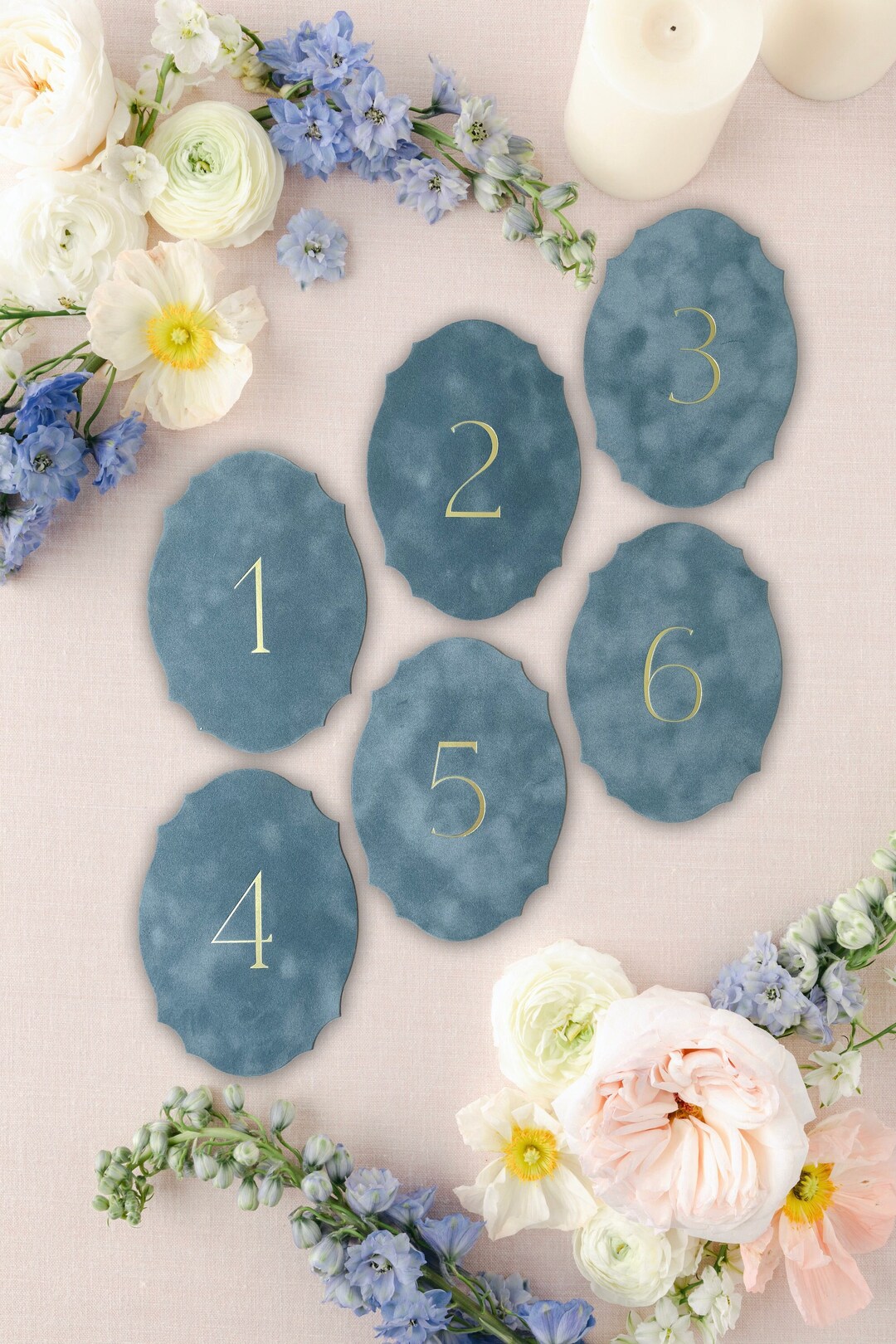 Velvet Table Numbers With Gold Foil Fancy Oval Shape Die - Etsy