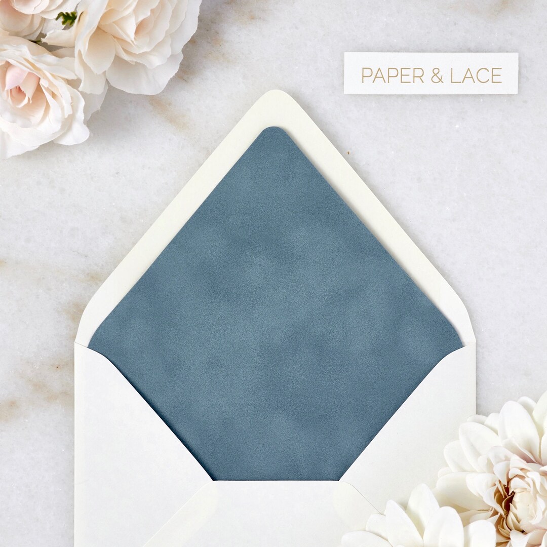 French Blue Velvet Envelope Liners - A7 or A9 Euro Flap Liner - Suede ...