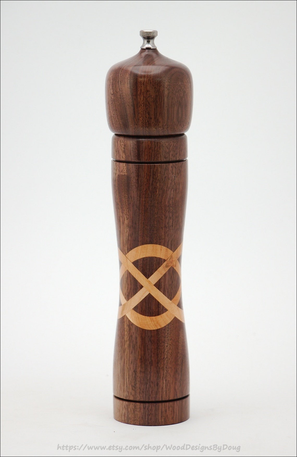 Handcrafted Lathe Turned Walnut Pepper Mill With Spalted Maple Celtic ...