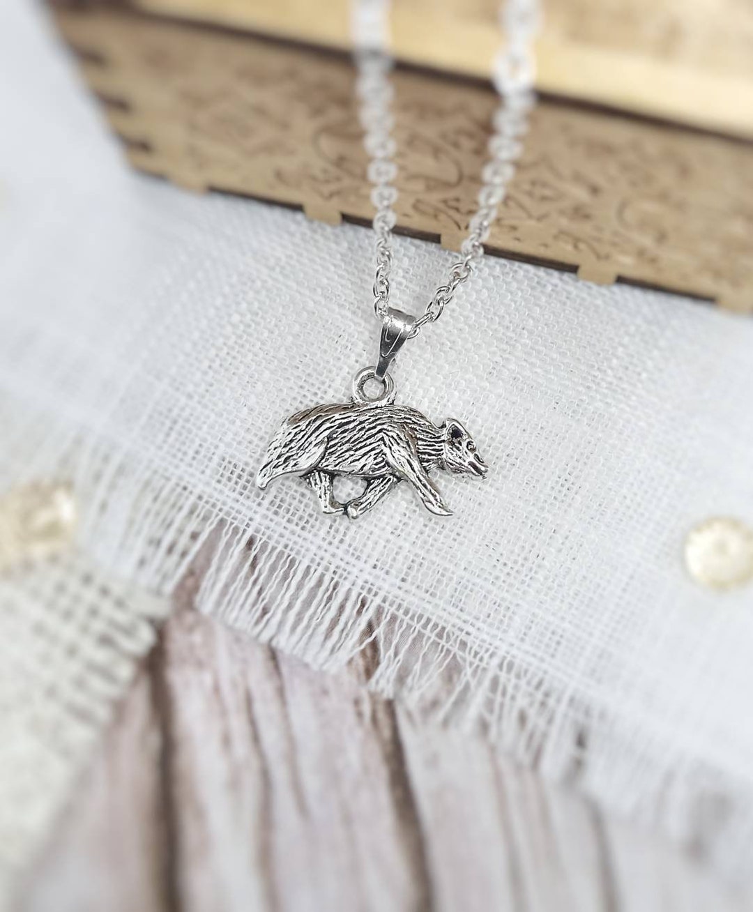 Badger Necklace, Silver Necklace, for Her, Badger, Gift for Daughter ...