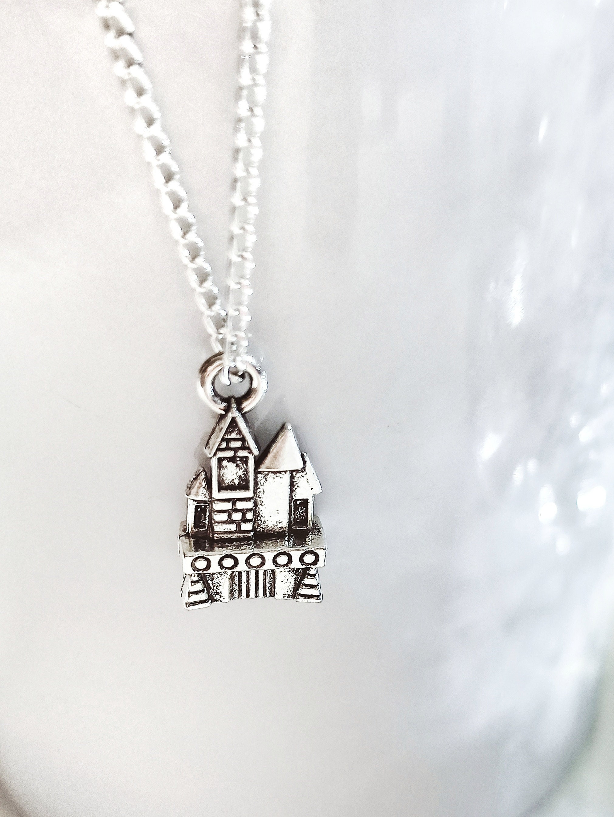 Castle Necklace Castle Silver Necklace for Her Castle Gift - Etsy