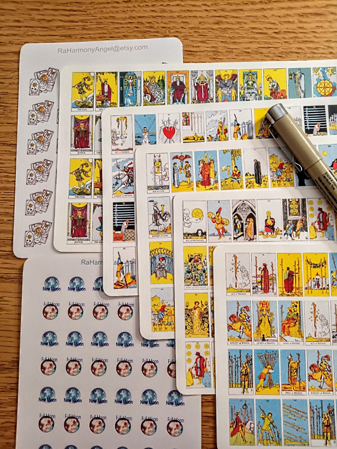TAROT Card 7 Sheet Bundle Stickers, Rider Waite Deck Stickers, PLANNER ...