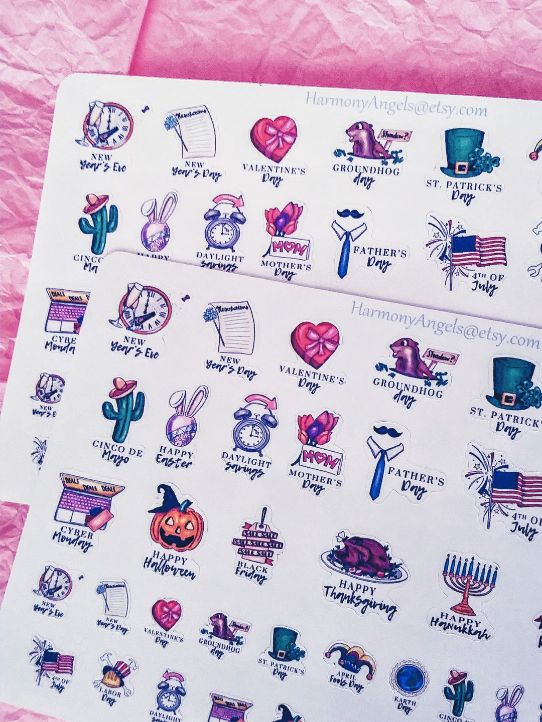 Yearly Holiday Planner Sticker, Holidays Year, Date Stickers, Seasonal ...