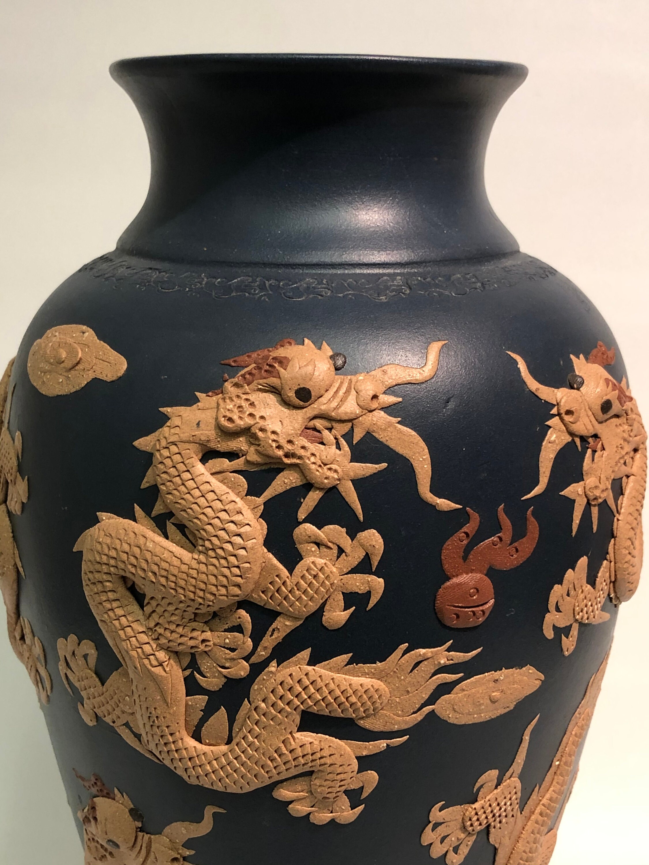 Vintage Yixing Zisha Pottery Carved Dragons Vase - Etsy
