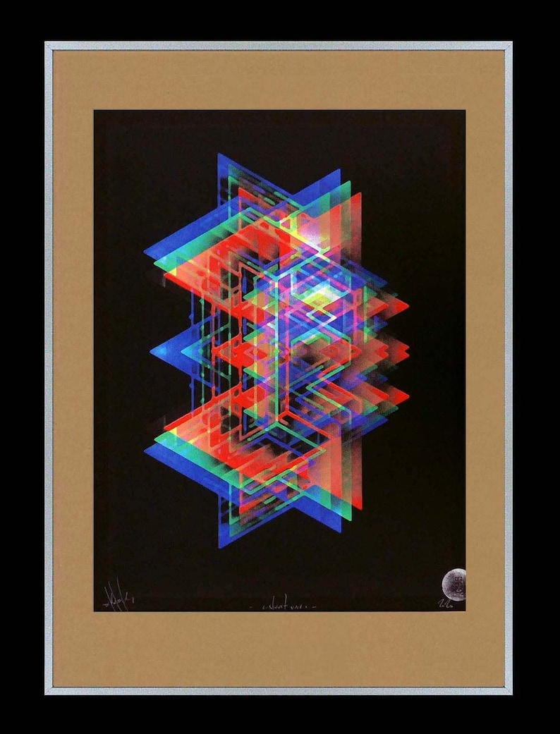 Crystal Structure Screenprint Silkscreen Abstract Geometric Modern ...