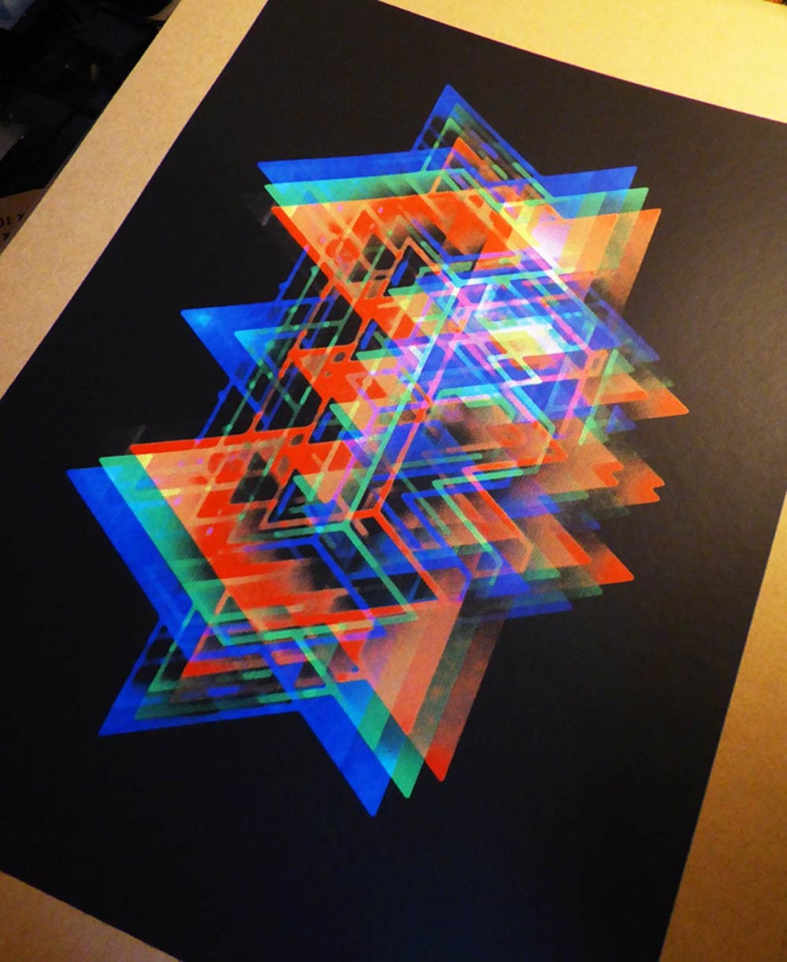 Crystal Structure Screenprint Silkscreen Abstract Geometric Modern ...