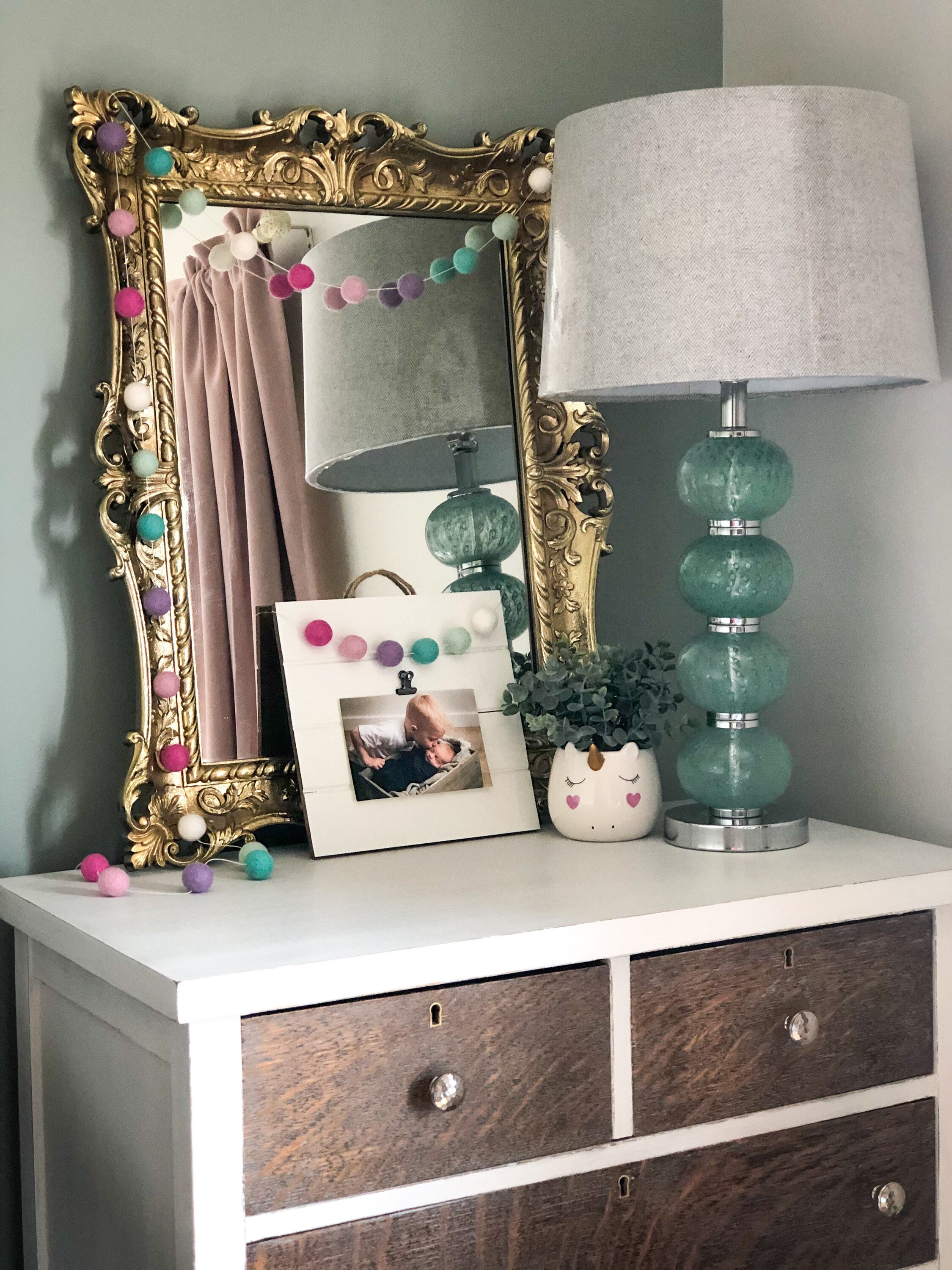 Unicorn Color Palette Picture Frame, Felt Ball Garland, Handmade Wood ...