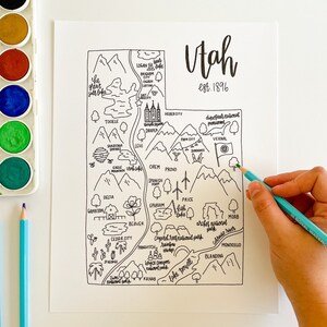 State of Utah Coloring Page DIGITAL DOWNLOAD- Digital Coloring Page ...