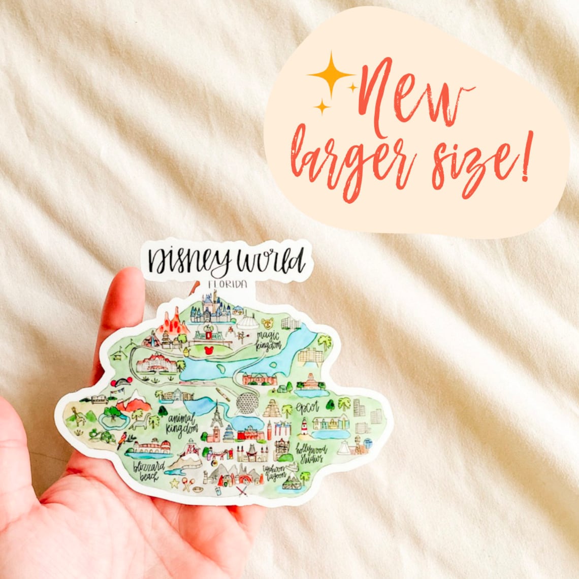 Disney World Map Sticker FREE SHIPPING Disneyworld Sticker - Etsy