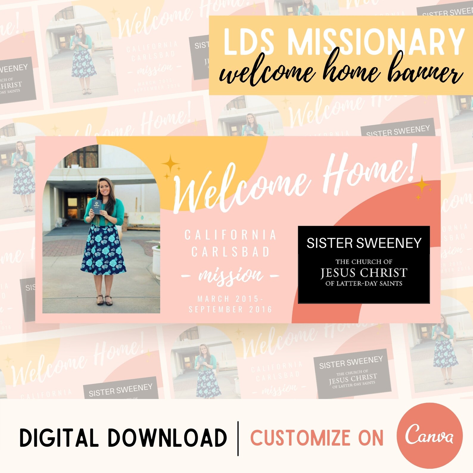 LDS Missionary Welcome Home Banner Editable Digital File Template+ ...