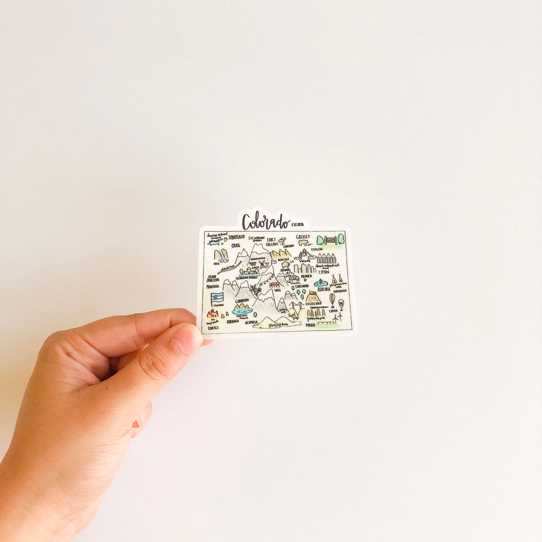 Colorado Map Illustration Sticker- Colorado Sticker, Colorado Pride ...