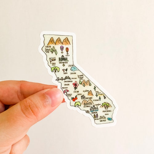 Watercolor California State Map Sticker FREE SHIPPING - Etsy