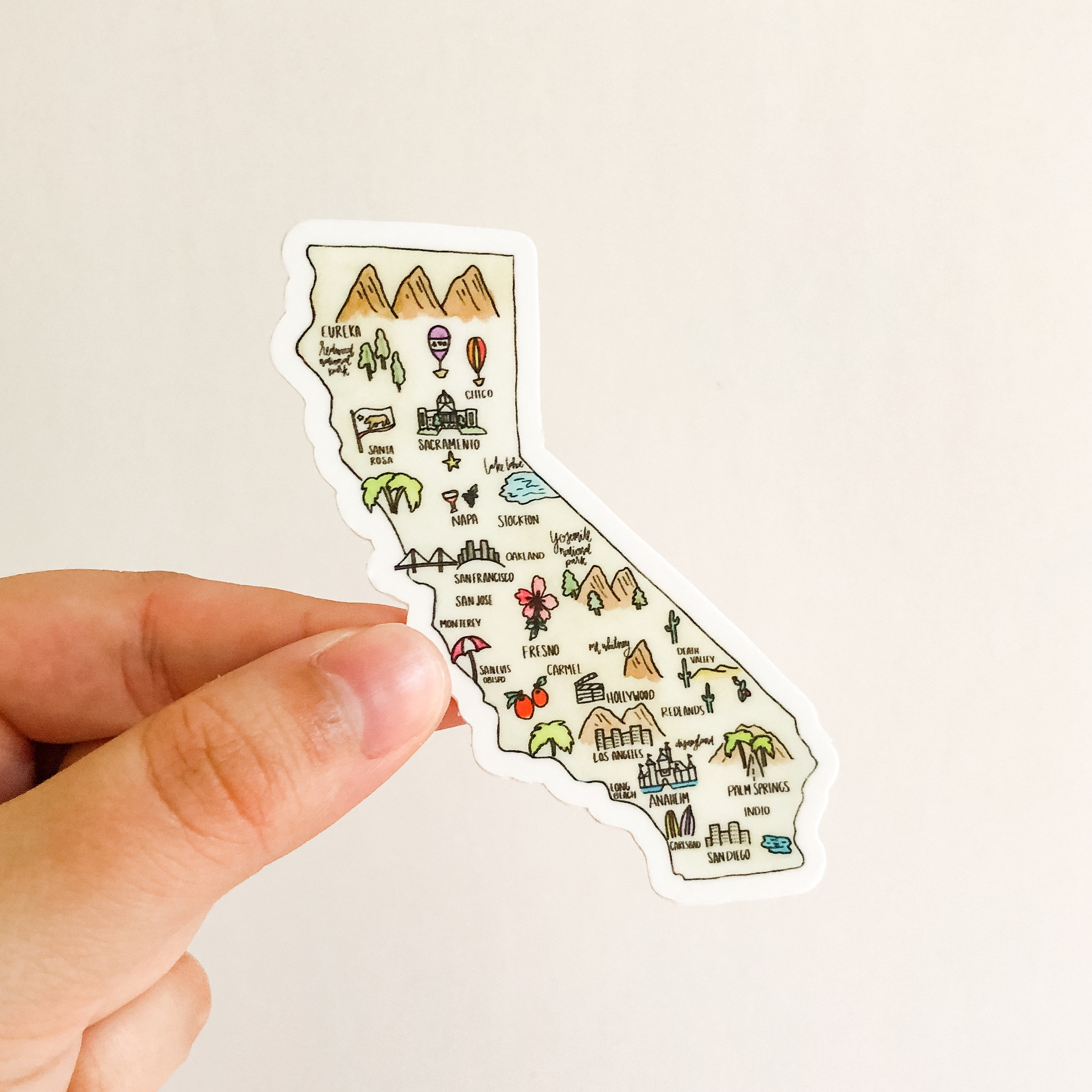Watercolor California State Map Sticker+ FREE SHIPPING, California ...