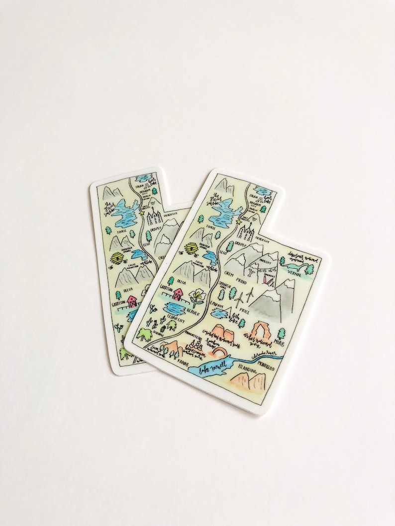 Utah Map Sticker +free Shipping- Utah Illustration, Utah Watercolor ...