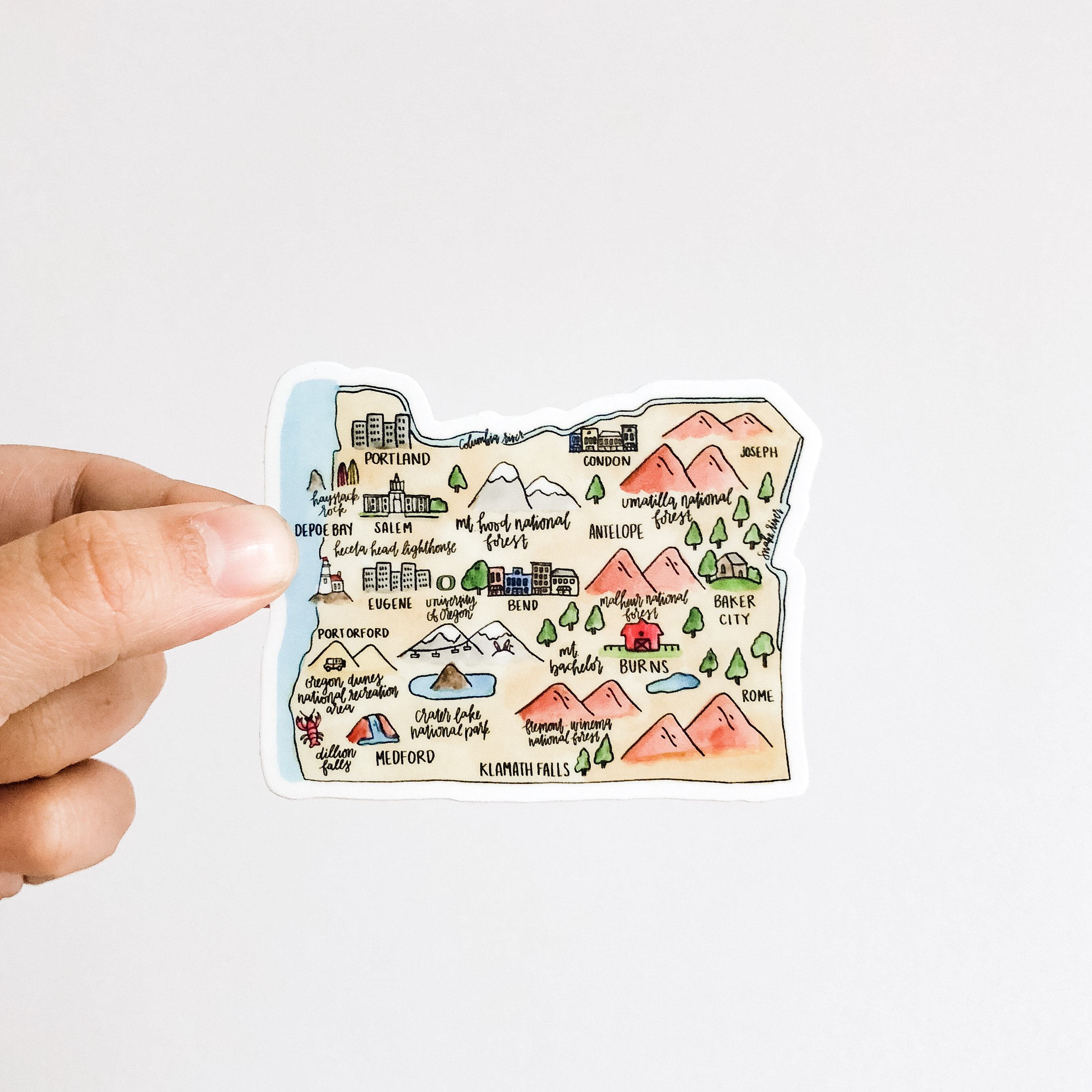 Oregon State Illustrated Map Sticker Laptop Sticker - Etsy
