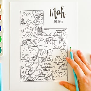 State of Utah Coloring Page DIGITAL DOWNLOAD- Digital Coloring Page ...