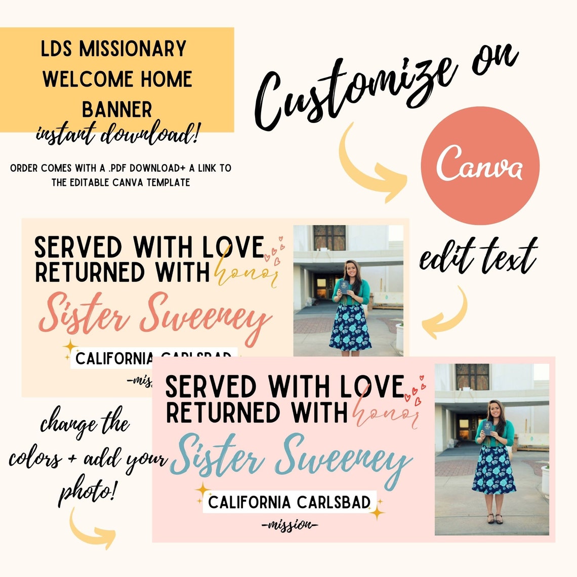 LDS Missionary Homecoming Welcome Home Banner Template Digital - Etsy