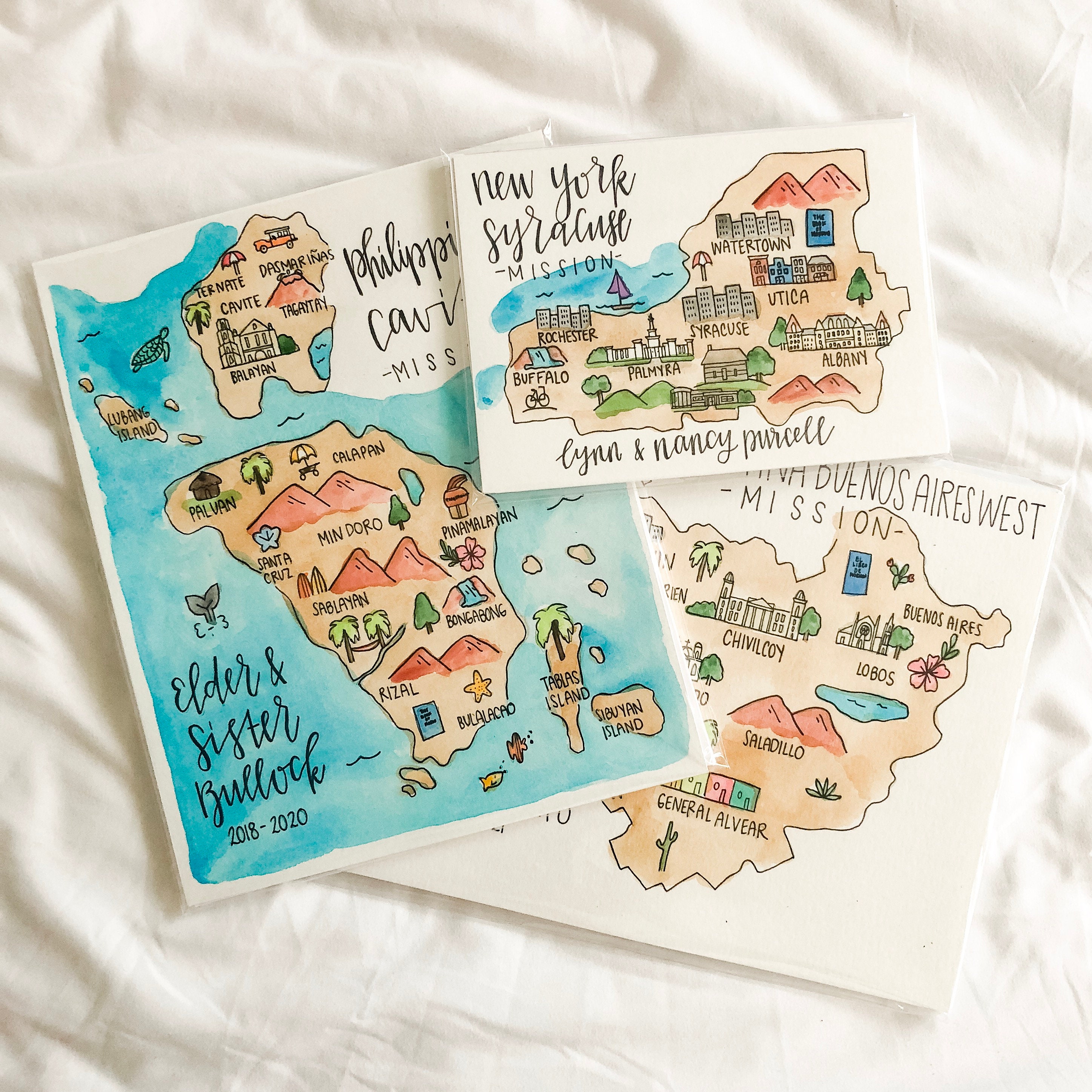 Watercolor LDS Mission Map FREE SHIPPING Sister Missionary | Etsy