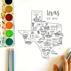 State of Texas Coloring Page DIGITAL DOWNLOAD- Digital Coloring Page ...
