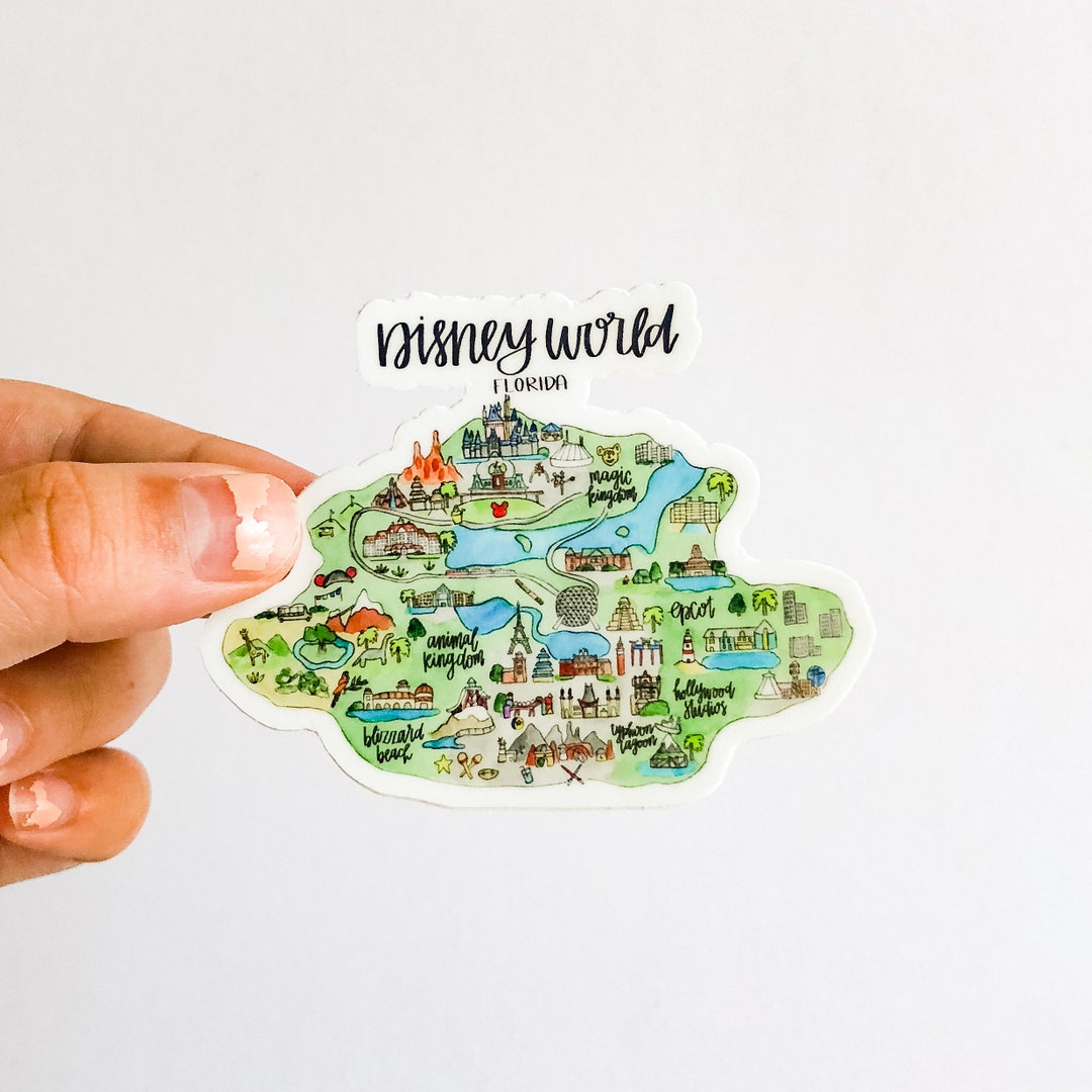 Disney World Map Sticker+ FREE SHIPPING, Disneyworld Sticker, Disney ...