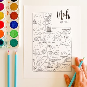 State of Utah Coloring Page DIGITAL DOWNLOAD- Digital Coloring Page ...