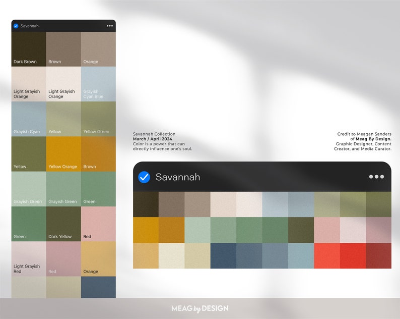 Savannah Color Palette; Nature and Earth Tones Procreate Color Palette ...