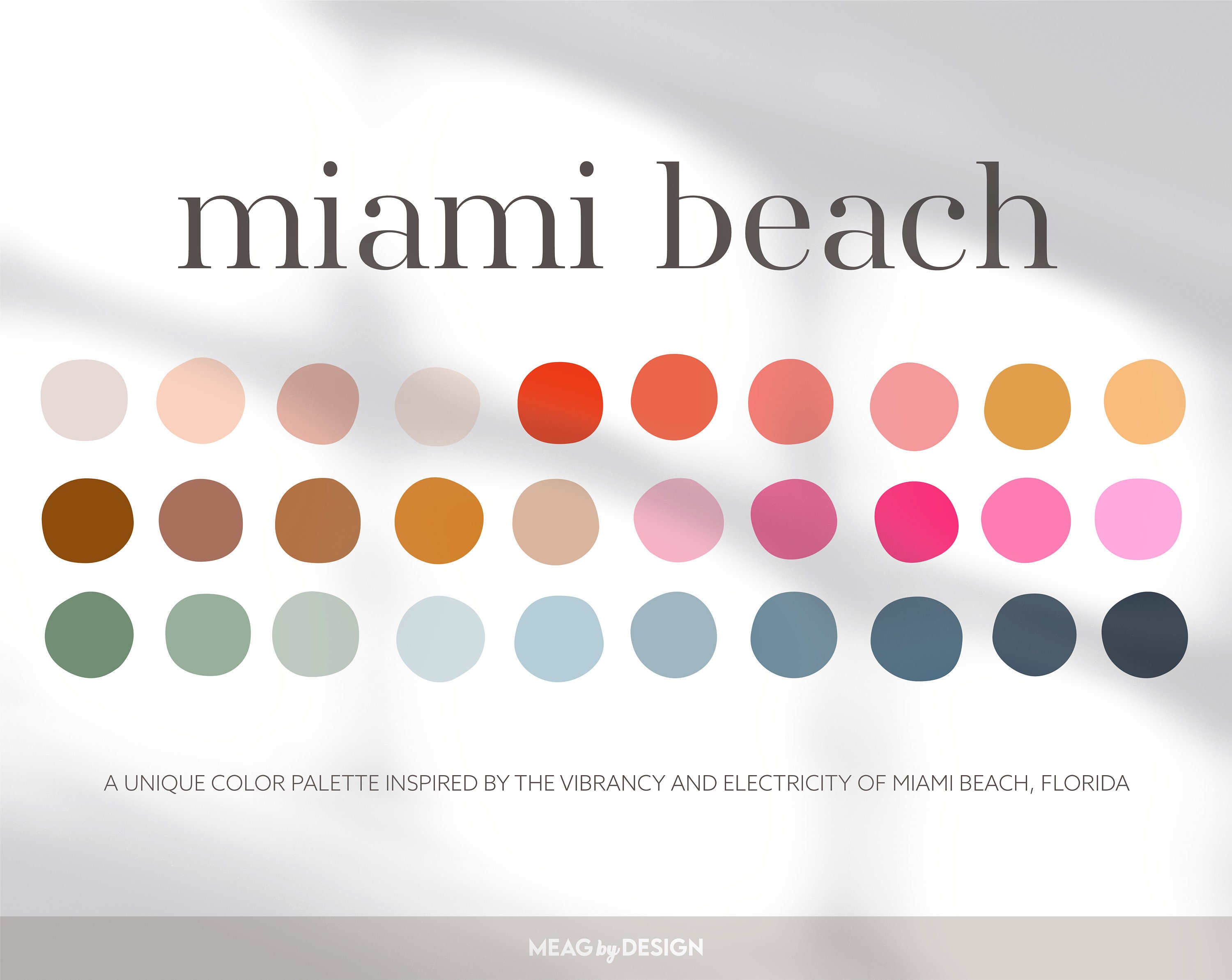 Miami Modern Color Palette 144 Shades Of Blue: Color Names, Hex, RGB,