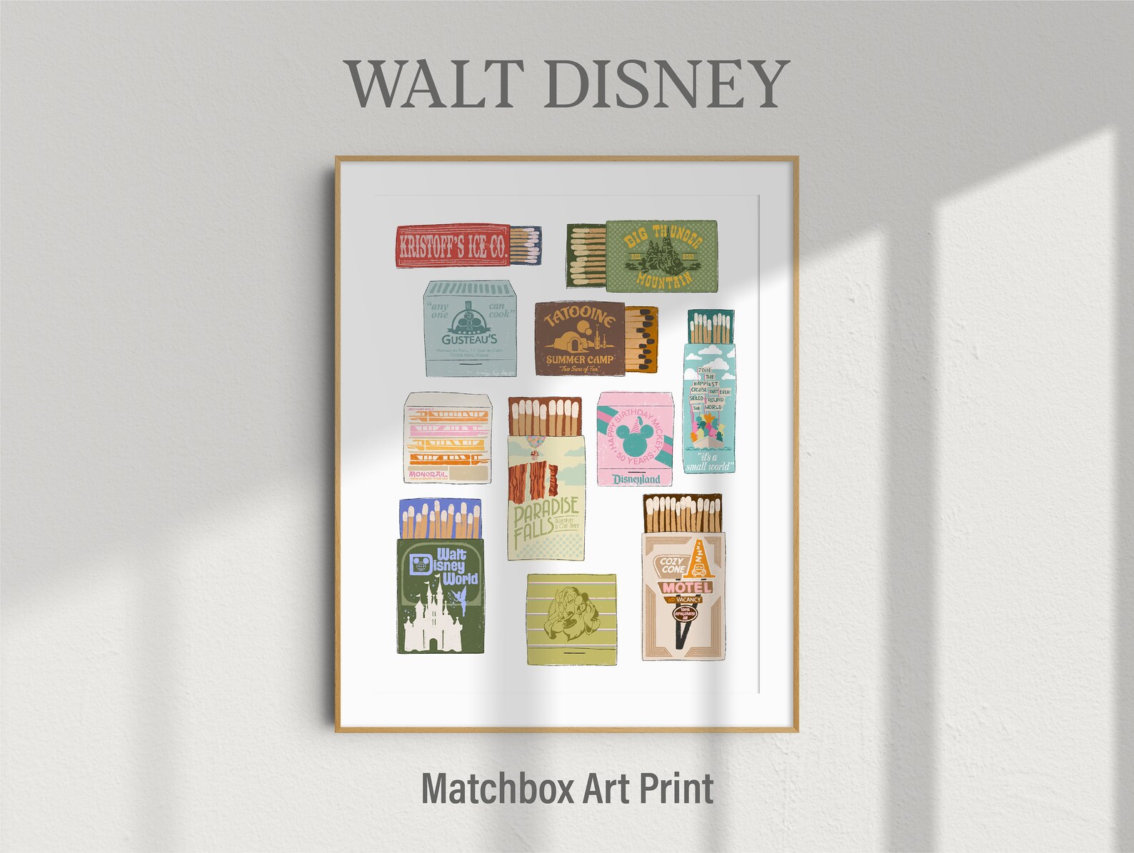 WALT DISNEY Matchbook Style 8x10 or 16x20 High-quality Art Print - Etsy