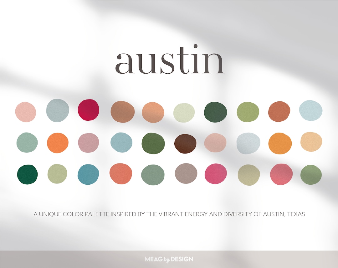 Austin Color Palette; Vibrant, Pink, Green, Teal Blue Procreate Color ...