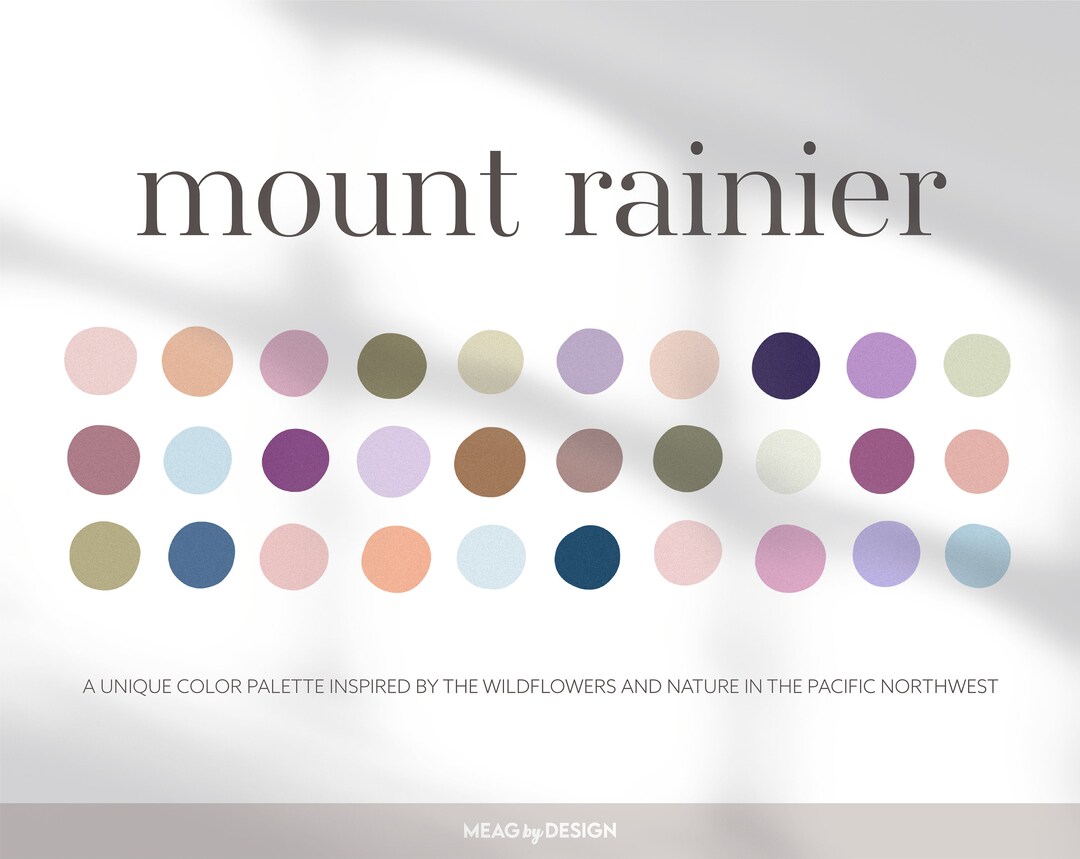 Mount Rainier Color Palette; Vibrant, Pink, Green, Teal Blue; Mountains ...