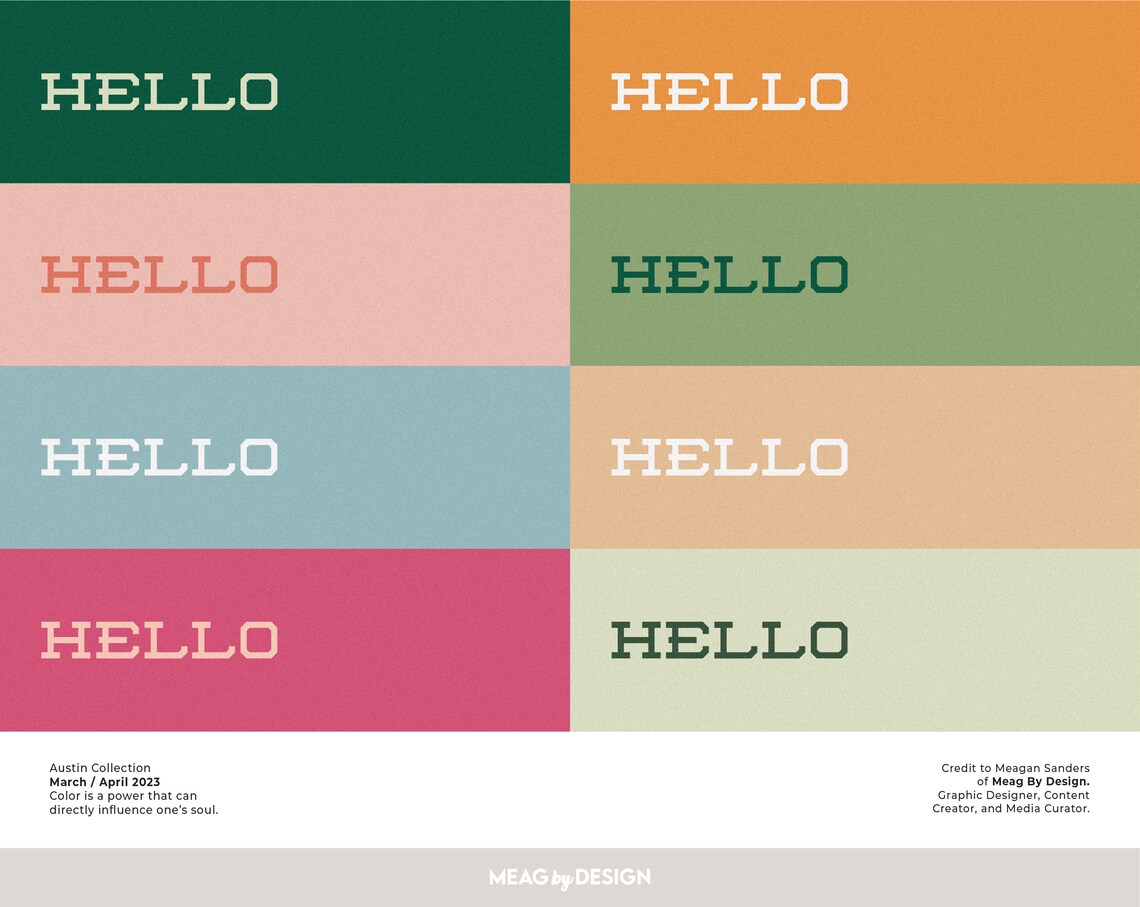 Austin Color Palette Vibrant Pink Green Teal Blue - Etsy