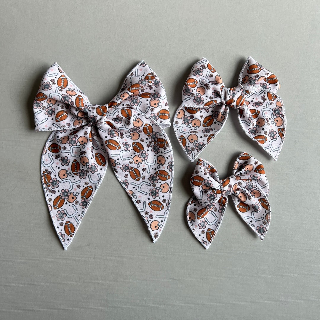 Floral Football Hair Bows, Sport Hair Bows, Daddy's Girl, Fall Bows ...