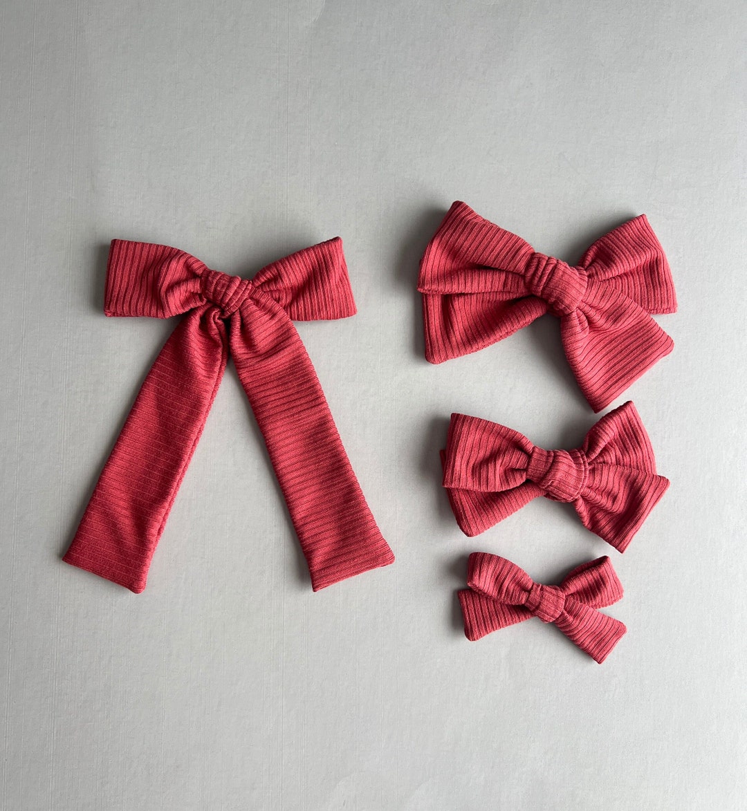Sienna Hair Bow, Rib Knit Bows, 4 Bow Sizes, School Girl Bows, Baby ...