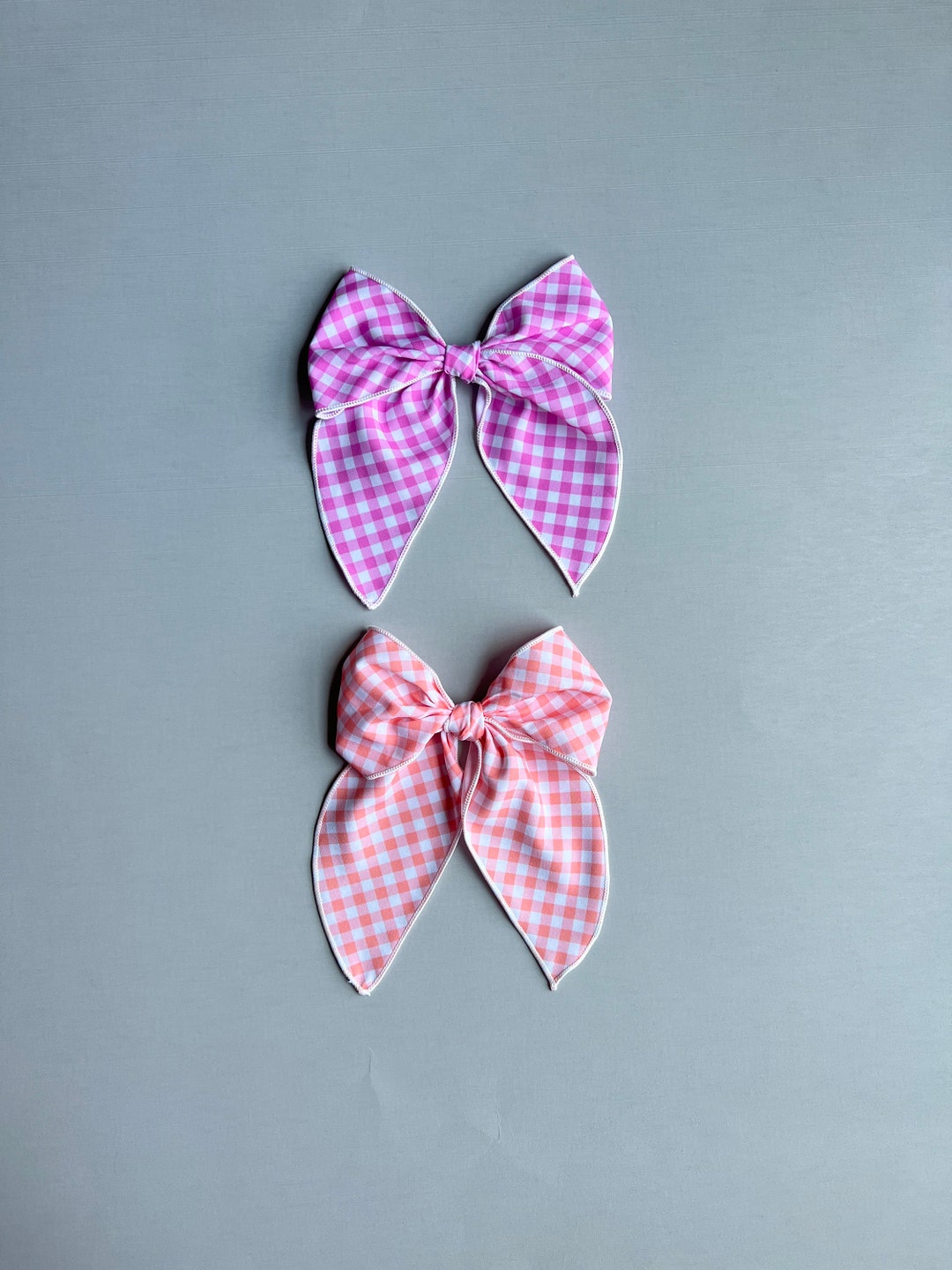 Pink Plaid Hair Bows Large Hair Bows Fable Hair Bows Big Bows Etsy