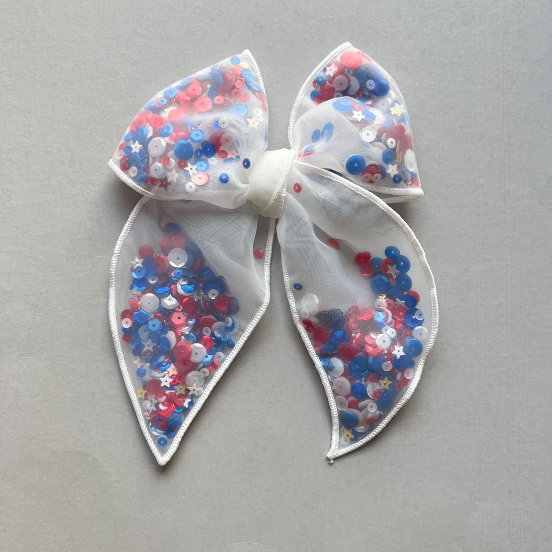 Sequin Shaker Bow, Red White and Blue, Fourth of July Bow - Etsy