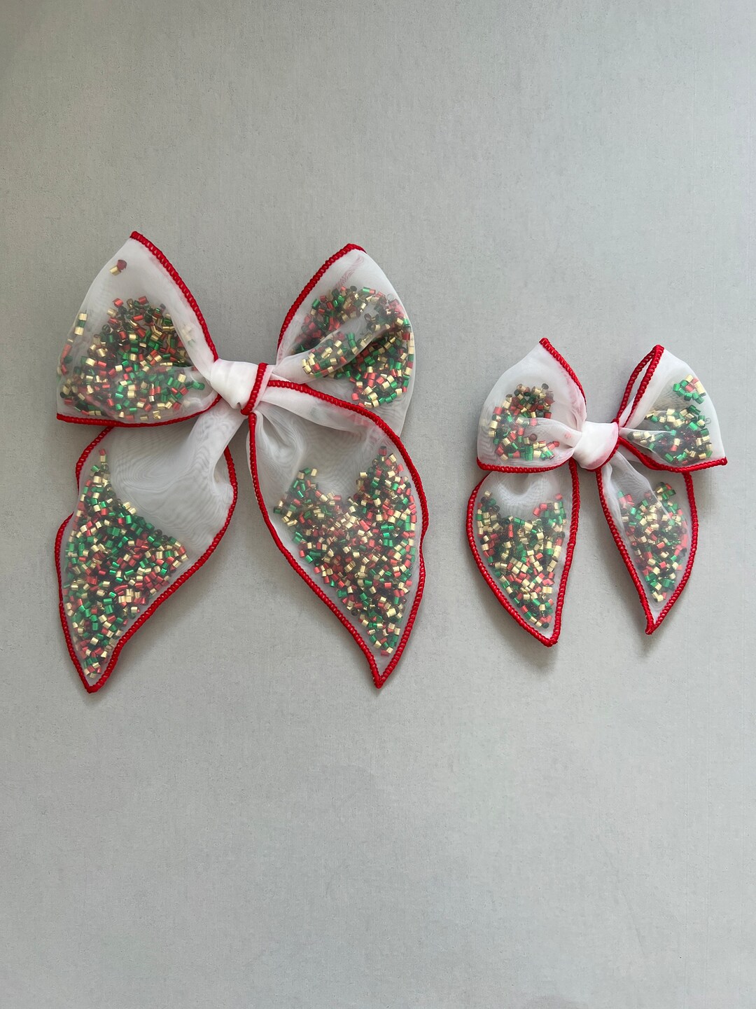 Christmas Shaker Hair Bows, Christmas Hair Bows, Red and Green ...